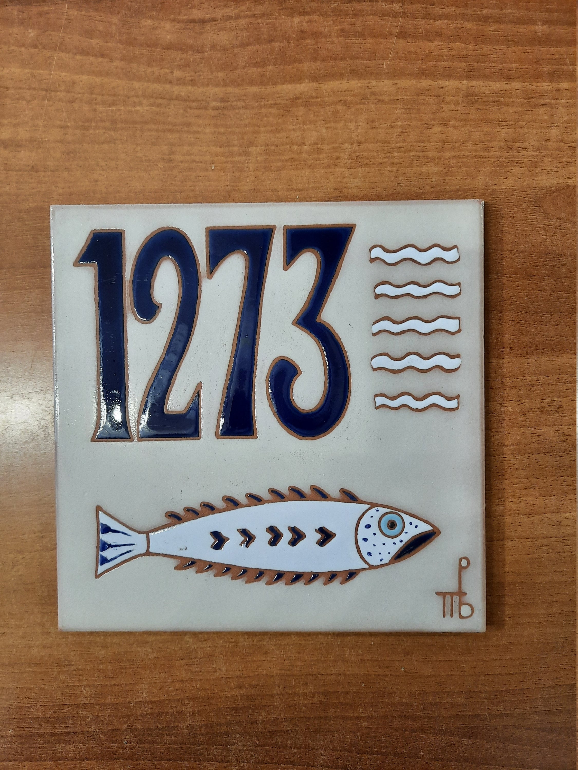 Beach House Number Plaque Handmade Ceramic Tile Custom Made Numbers ...