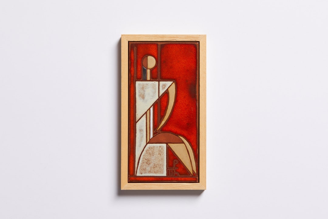Modern Figure Handpainted Tile Ceramic Artwork Abstract Figure Simple ...