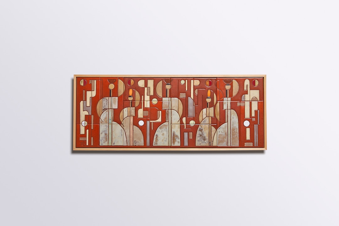 Modern Abstract Figures Horizontal Ceramic Wall Art Mural Tile Original ...