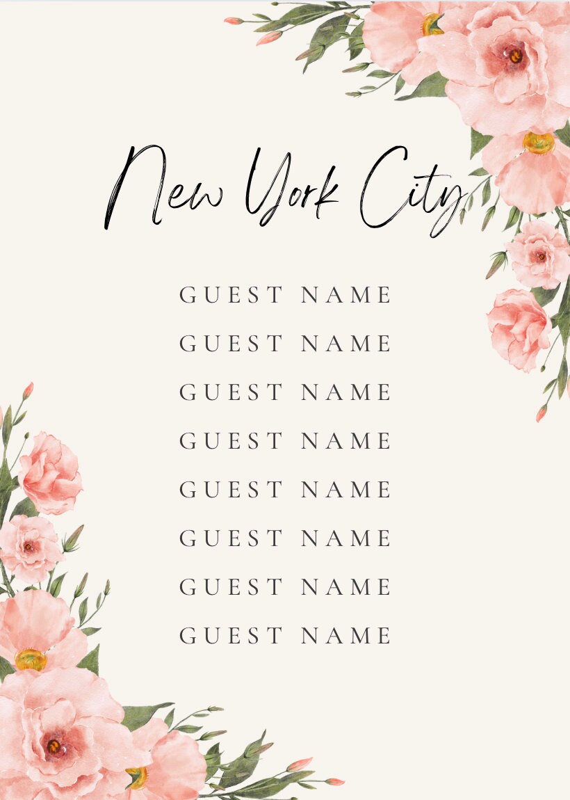 EDITABLE Floral Wedding Table Signs Customizable Digital Template ...