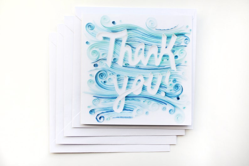 Thank You Greeting Card Pack Quilling Art Print - Etsy