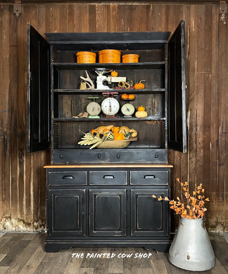 Sold Out : Black Antique Stepback Hutch Vintage Stepback - Etsy