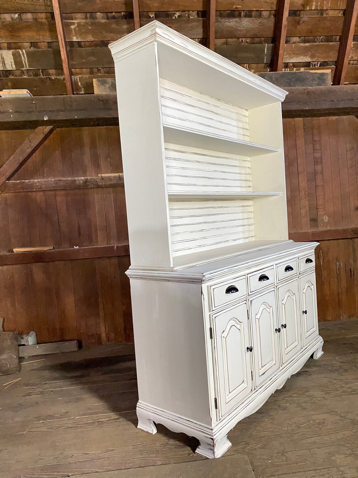 Large Farmhouse White 2 Piece Hutch shipping is additional | Etsy