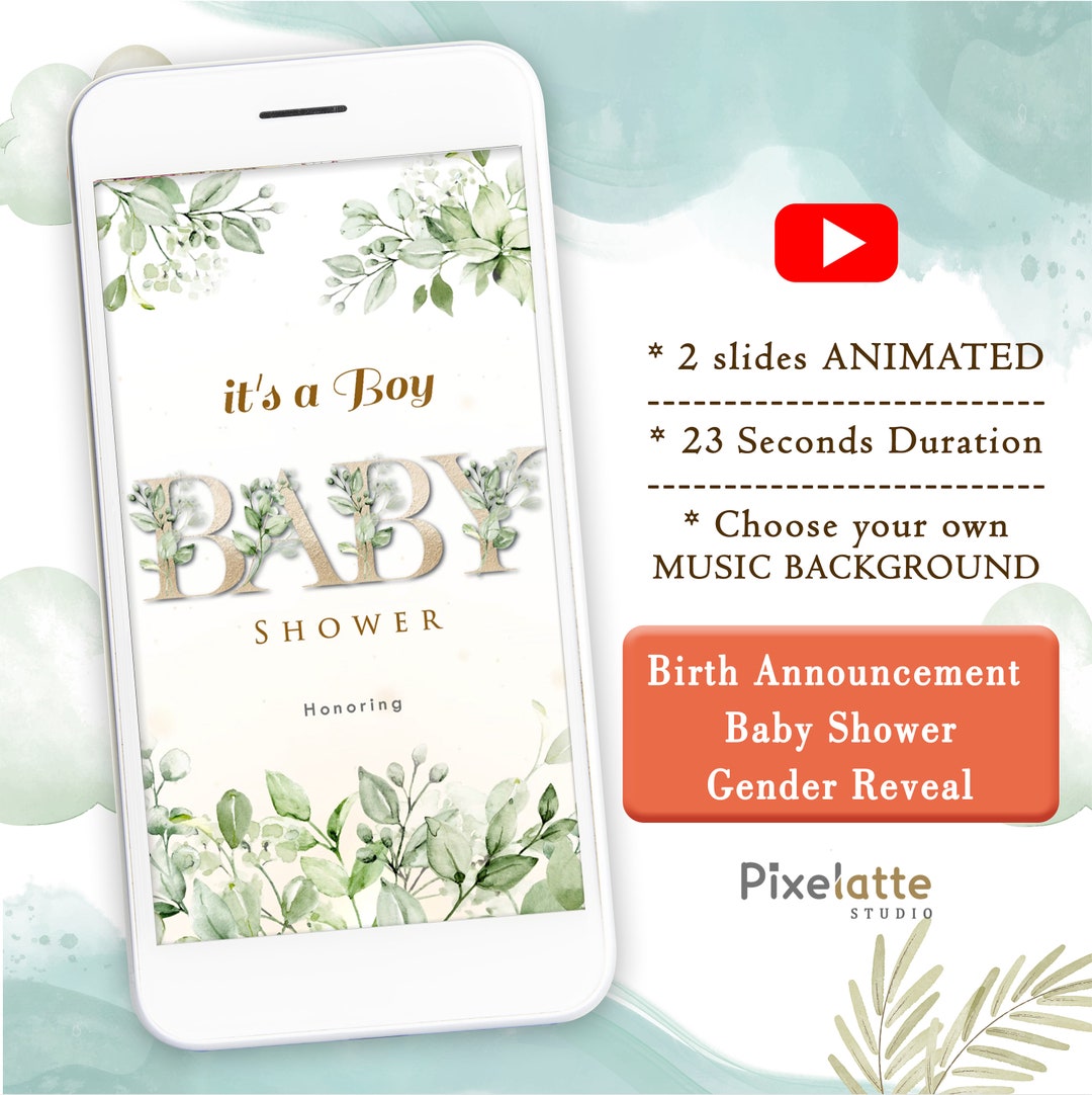 Animated Video Baby Shower Birth Announcement Gender Reveal - Etsy