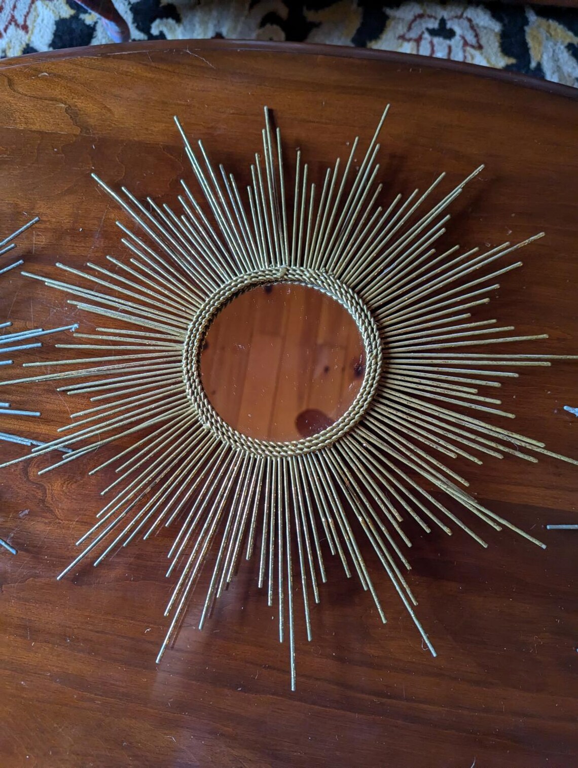 Set of Three Starburst MCM Pier One Mirrors With Starburst Design: Gold ...