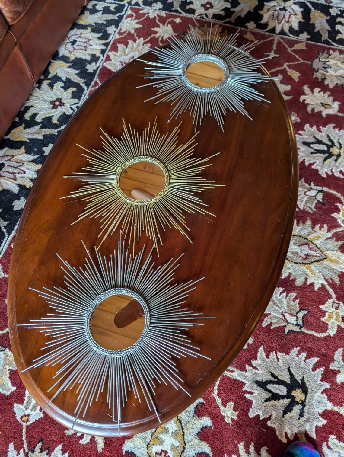 Set of Three Starburst MCM Pier One Mirrors With Starburst Design: Gold ...