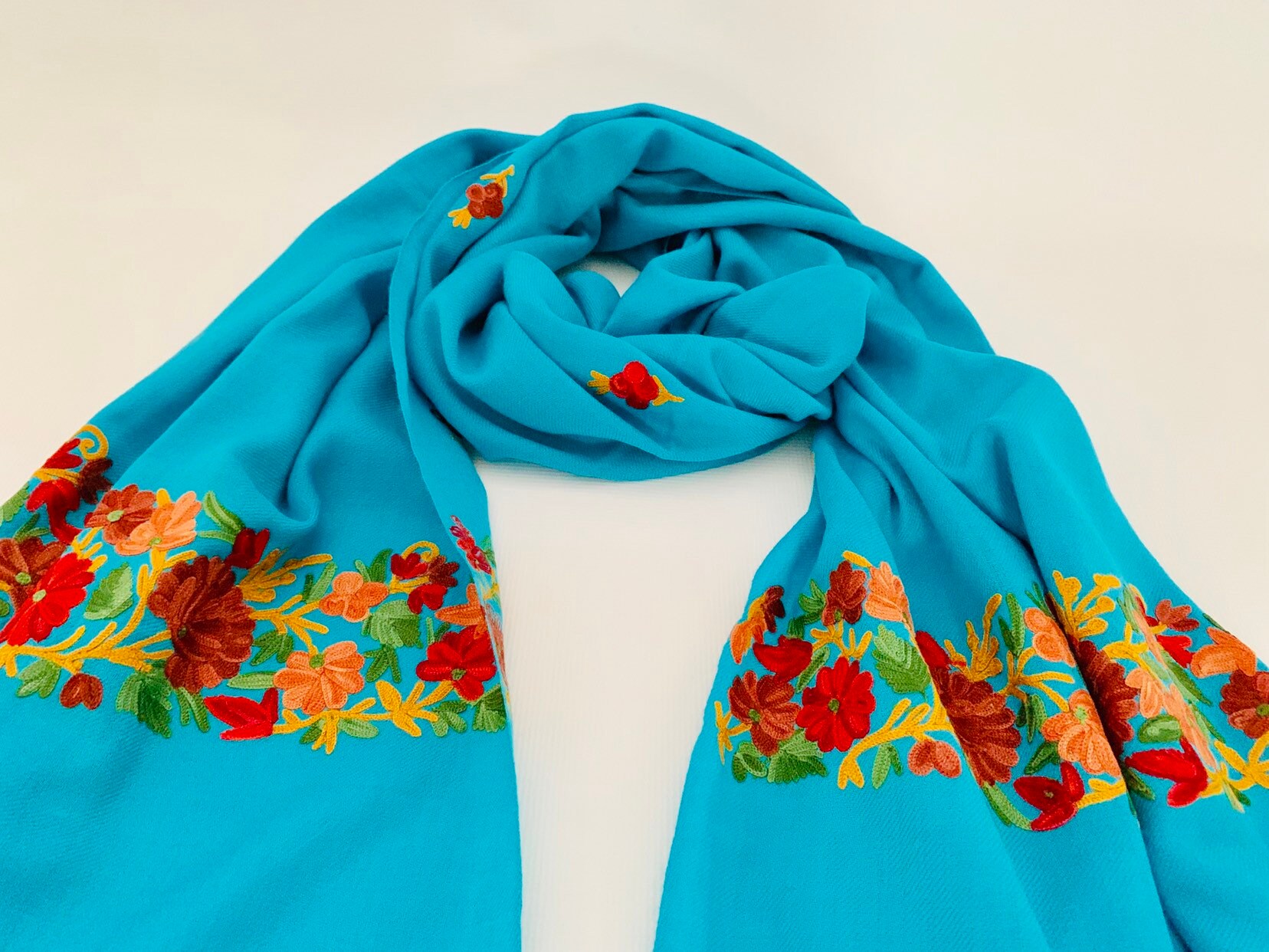 Embroidery Wool Scarf Scarf Giftsforher Giftforhim - Etsy Australia