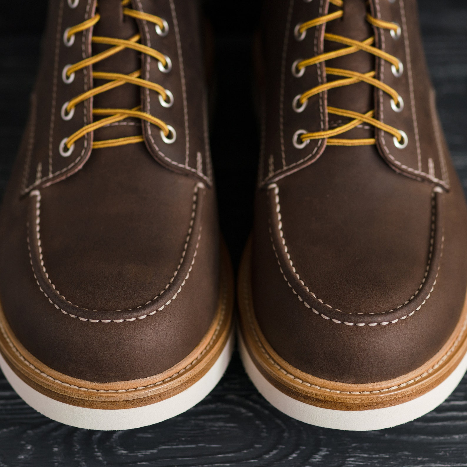 Moc Toe Brown Boots Handmade Oil Tanned Waxed Leather Mens - # ...