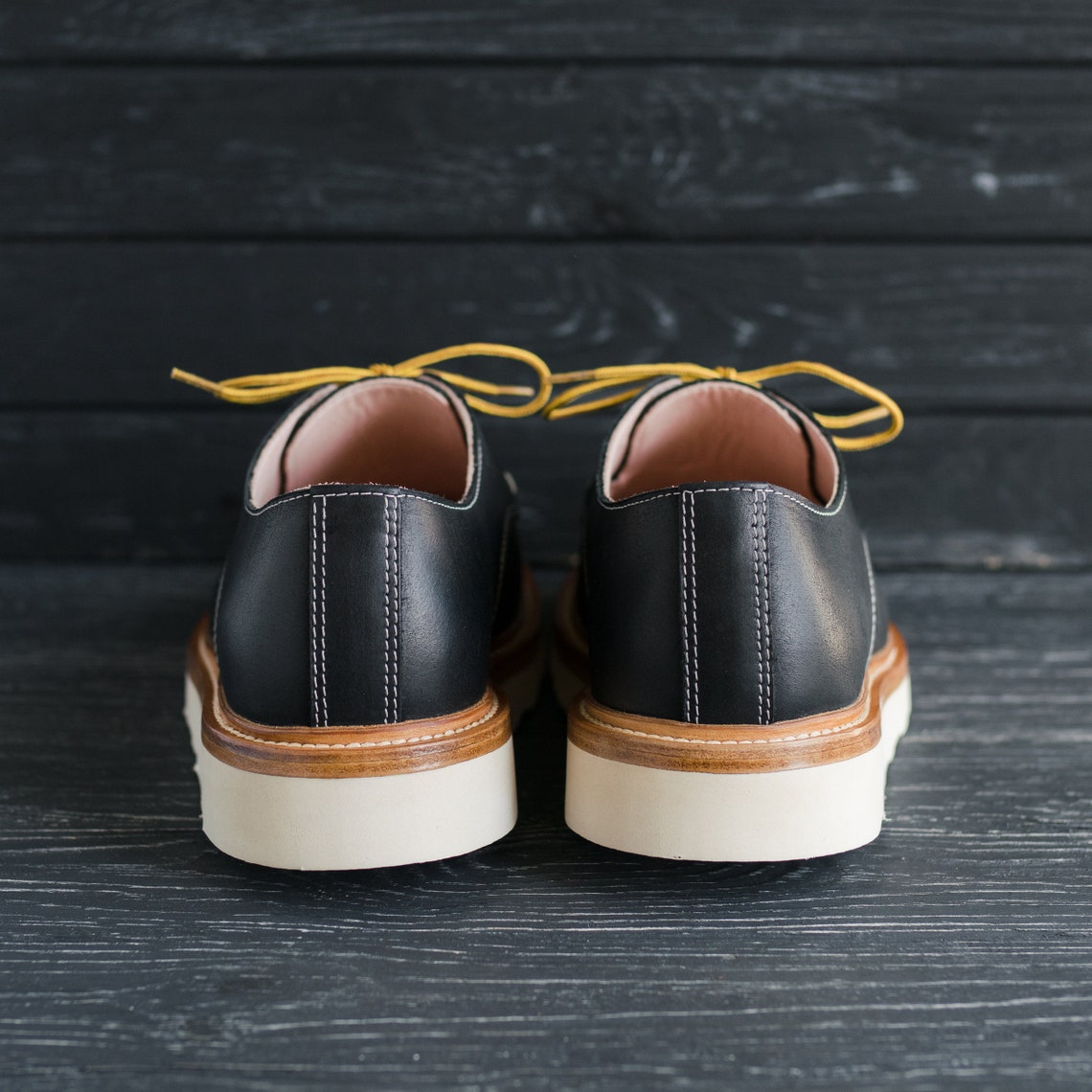 Classic Oxford Moc Toe Shoes Black Heritage Style Moccasins, Men's ...