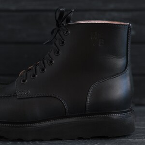 Moc Toe Black Mens Women's Motorcycle Leather Boots Handmade for Winter ...