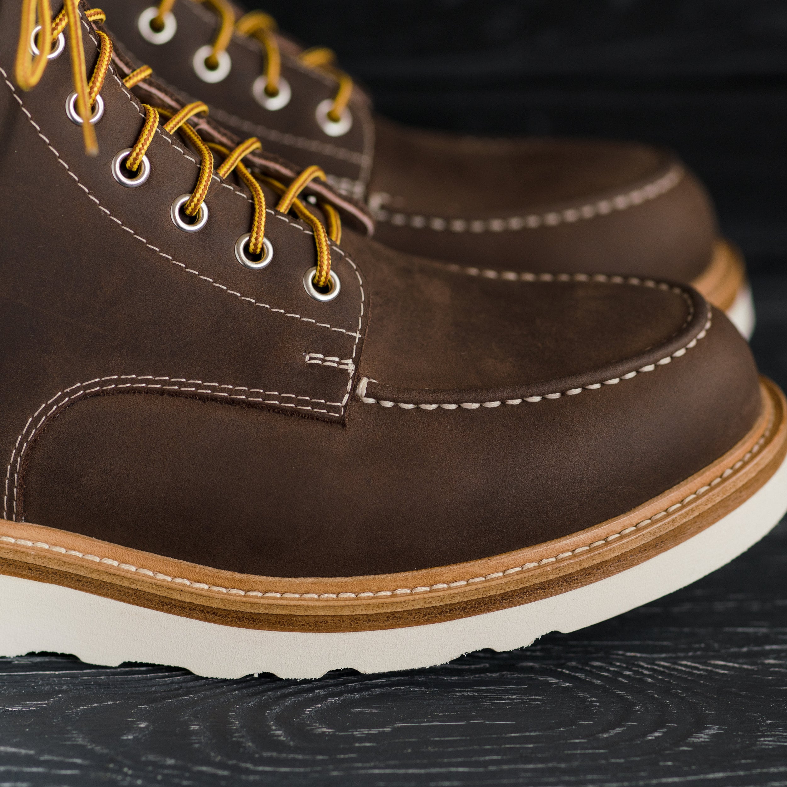 Moc Toe Brown Boots Handmade Oil Tanned Waxed Leather Mens - # ...