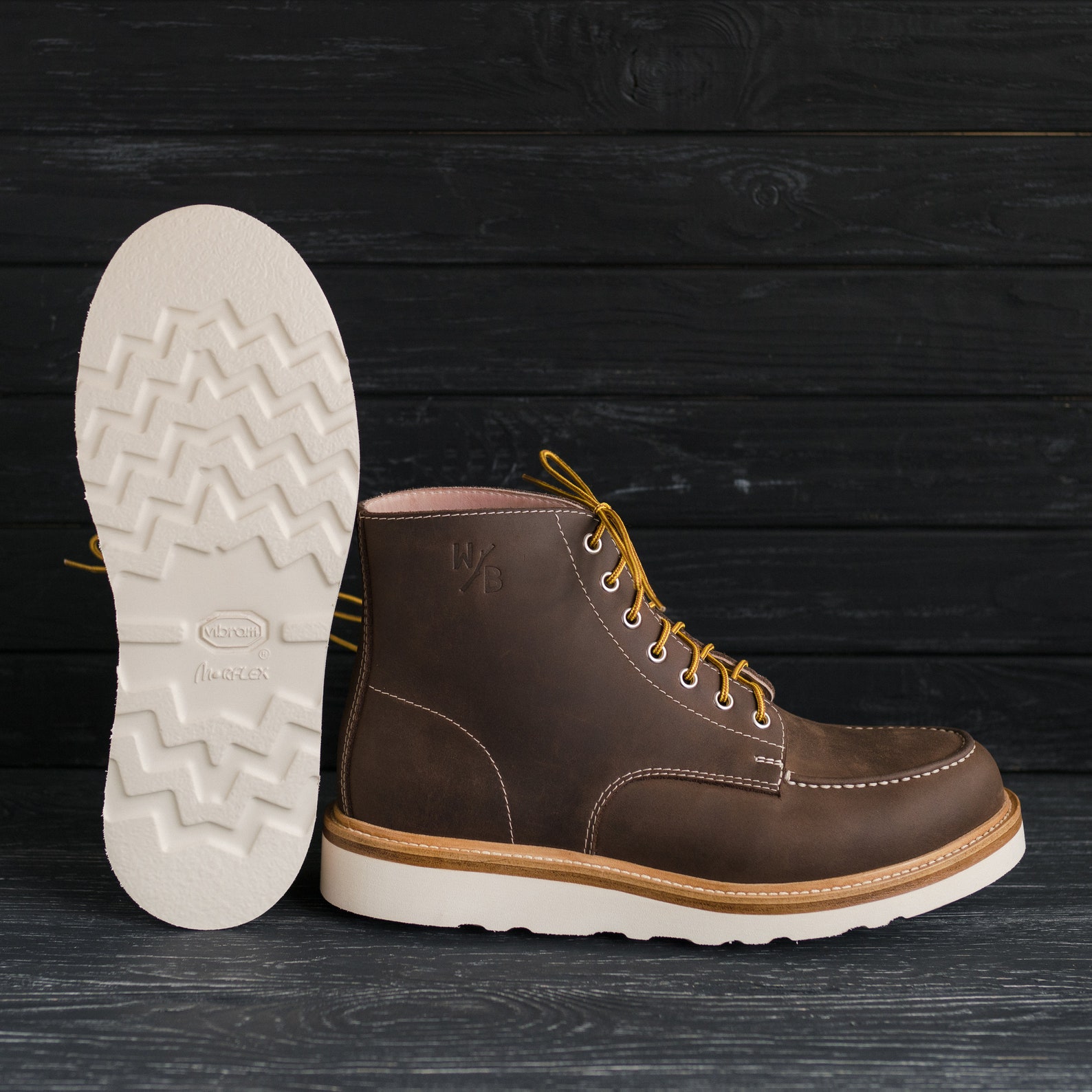 Moc Toe Brown Boots Handmade Oil Tanned Waxed Leather Mens - # ...