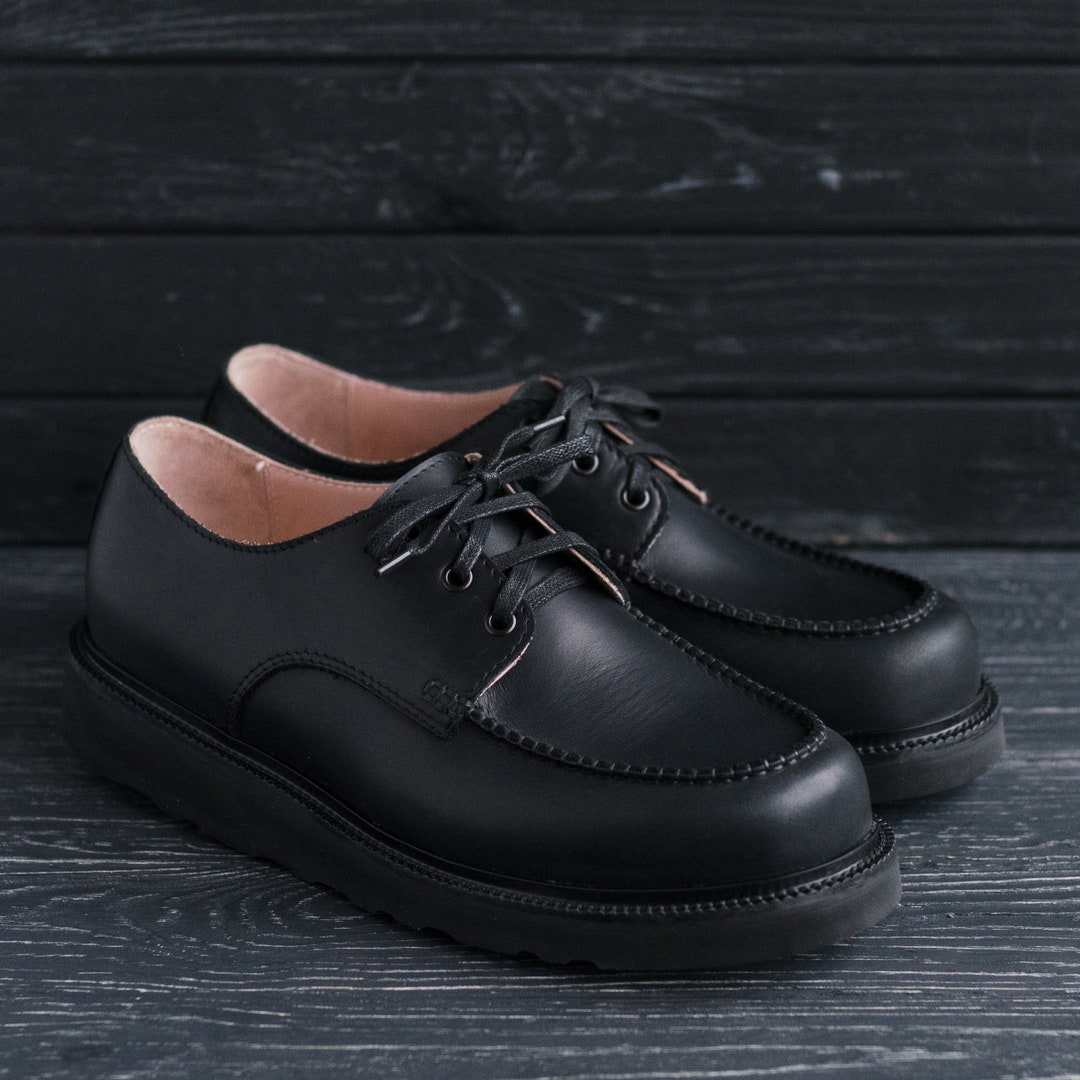 Moc Toe Black Oxford Handmade Leather Mens Custom Shoes Boots - # ...