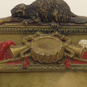 Rare Antique Canadian Beaver and Military Insignias Metal Picture Frame ...