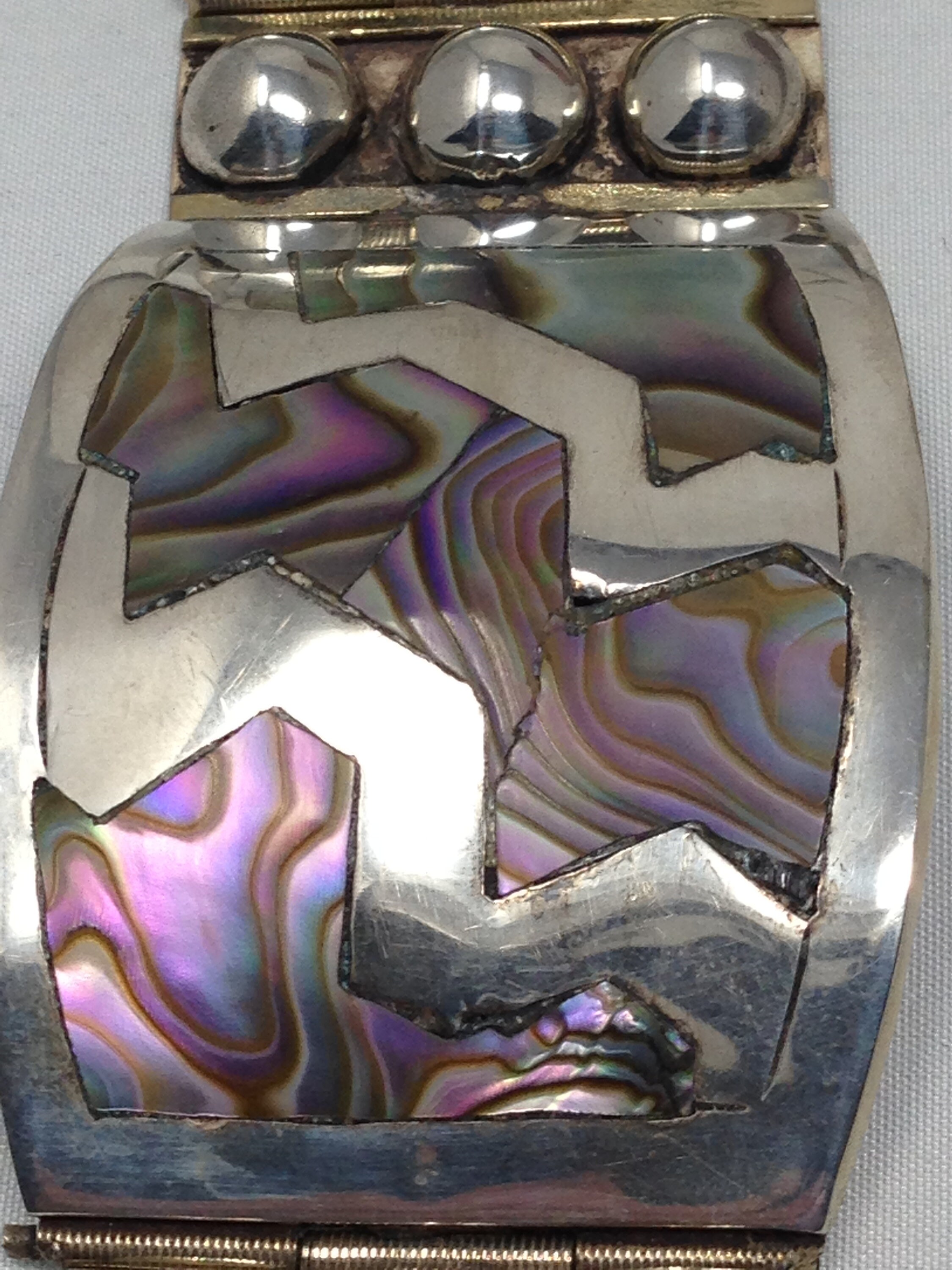 Vintage Signed Sterling Silver with Inlaid Abalone Mexico | Etsy