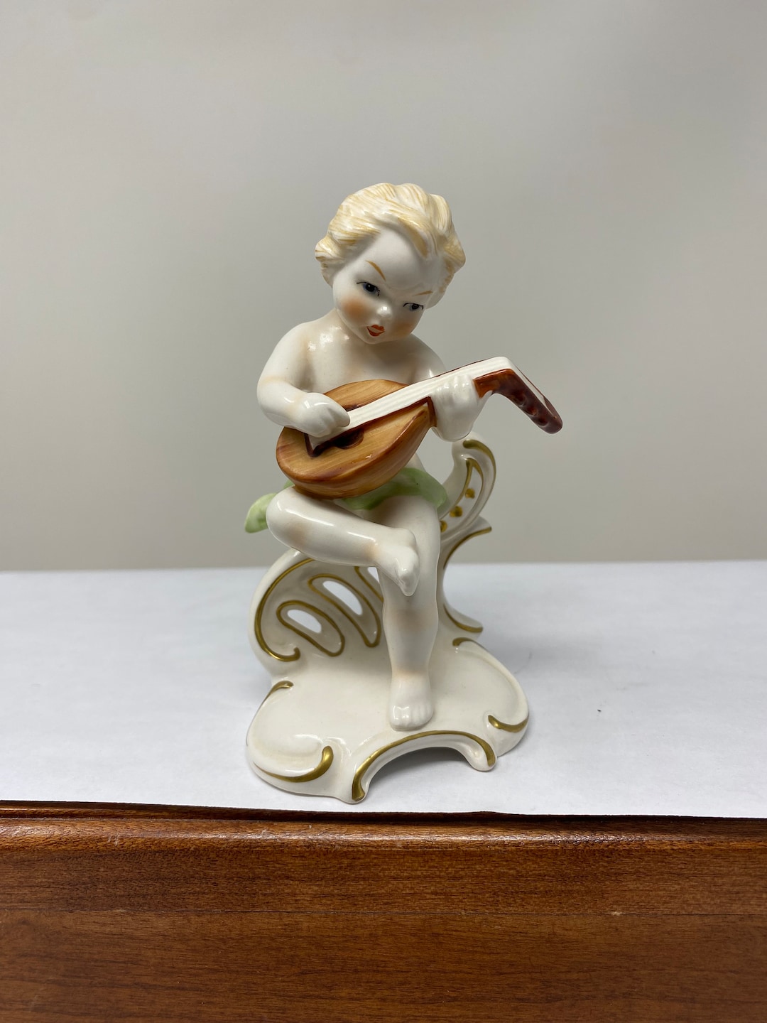 Vintage Goebel W Germany Cherub Playing Musical Instrument hand Painted ...