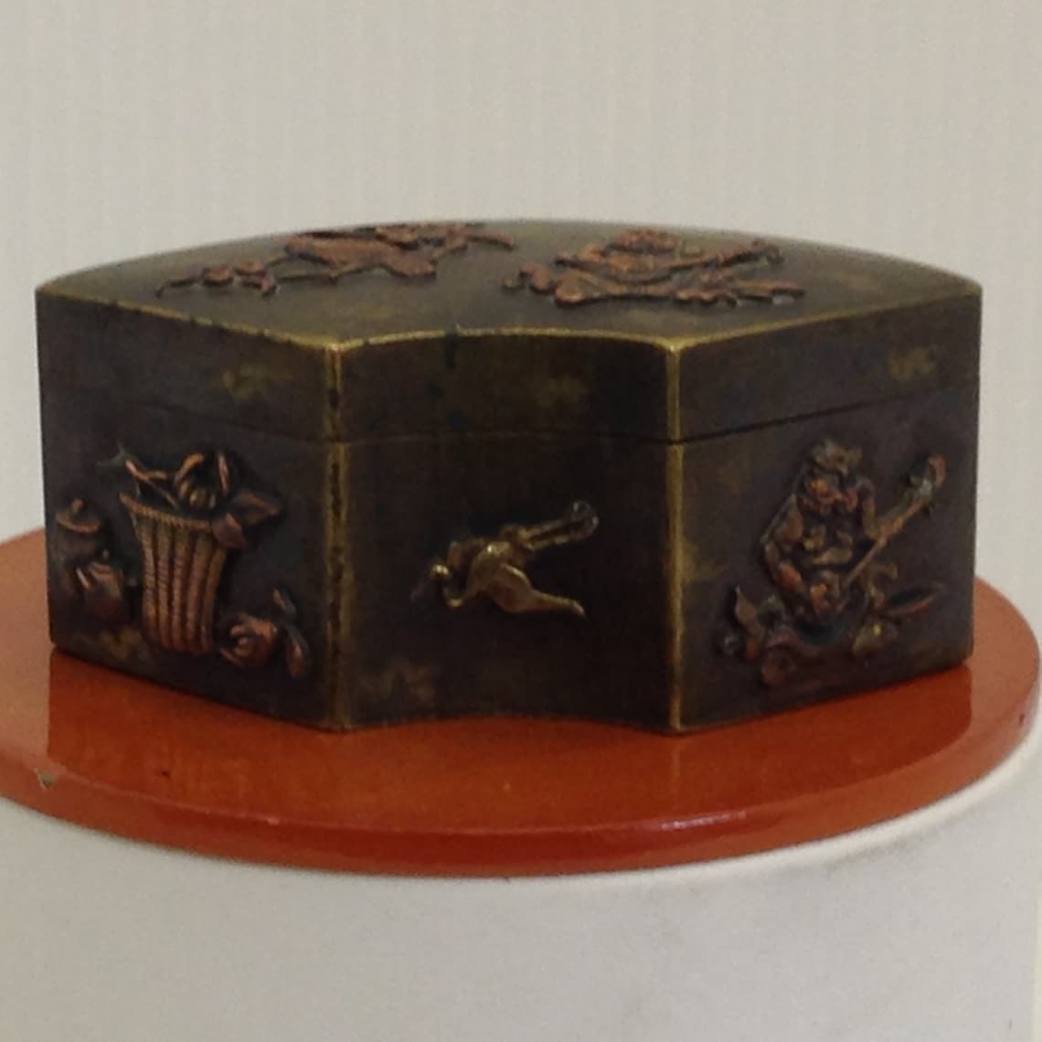Rare Antique Metal Miniature Box With Raised Designs Animals | Etsy
