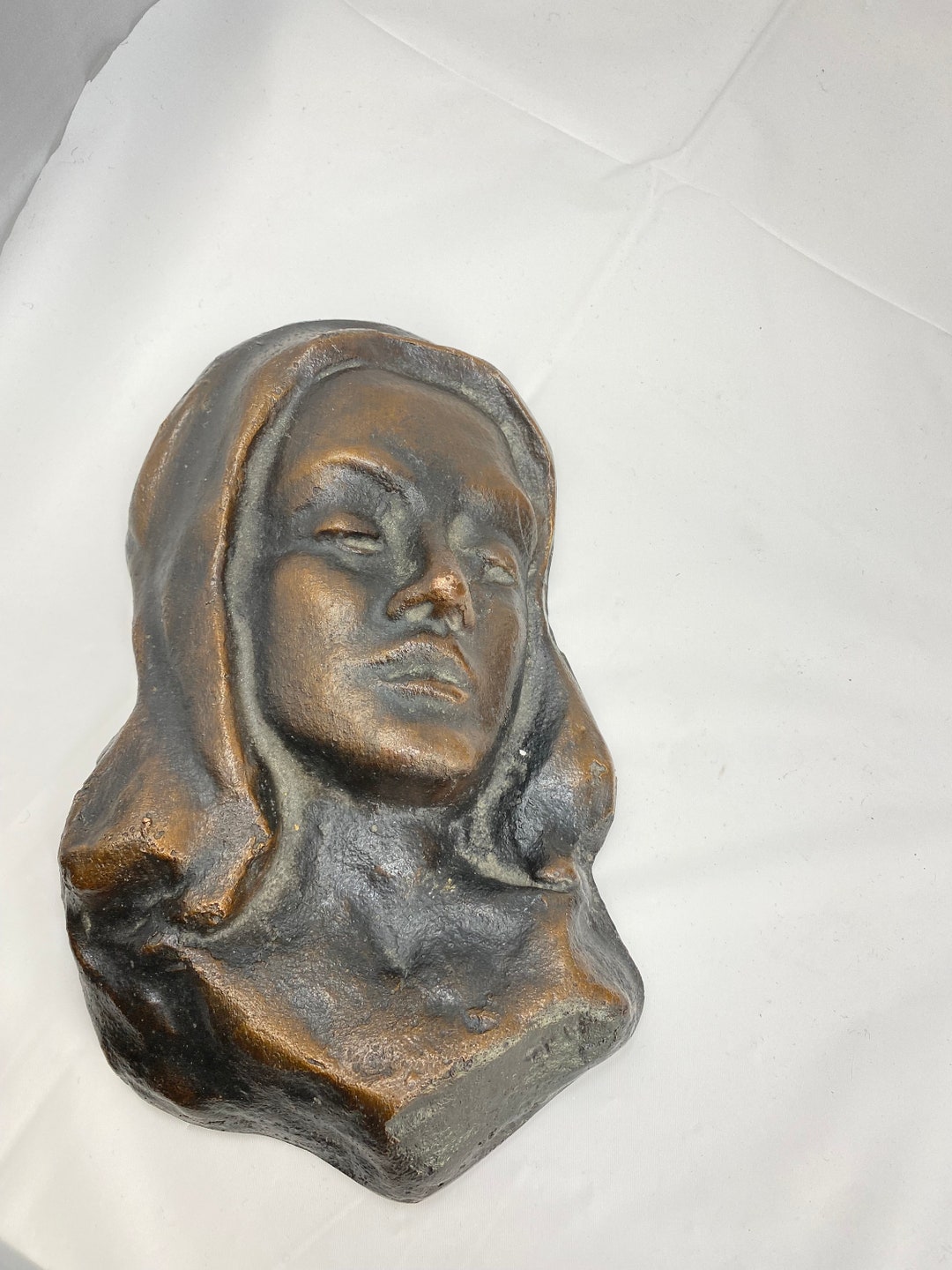 Signed Heavy Metal Sculpture Profile of Lady. - Etsy