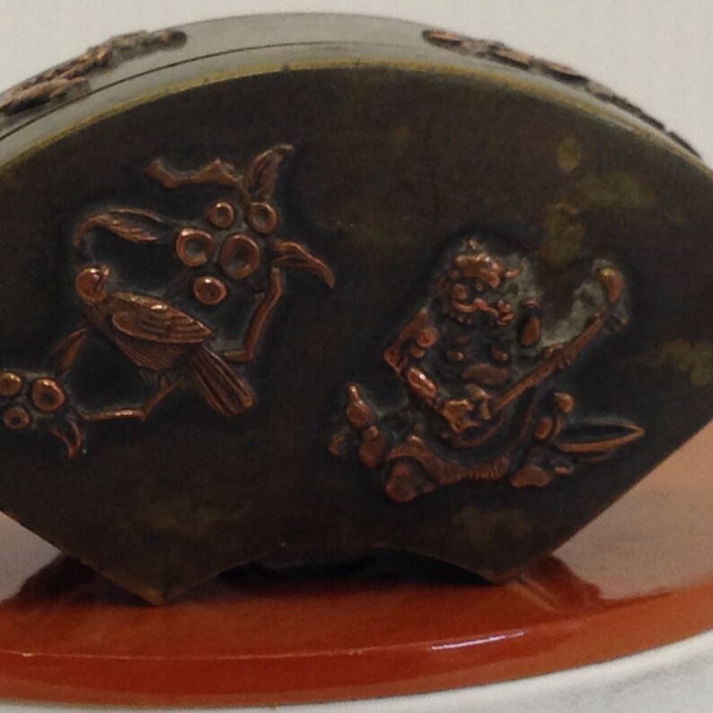 Rare Antique Metal Miniature Box With Raised Designs Animals - Etsy