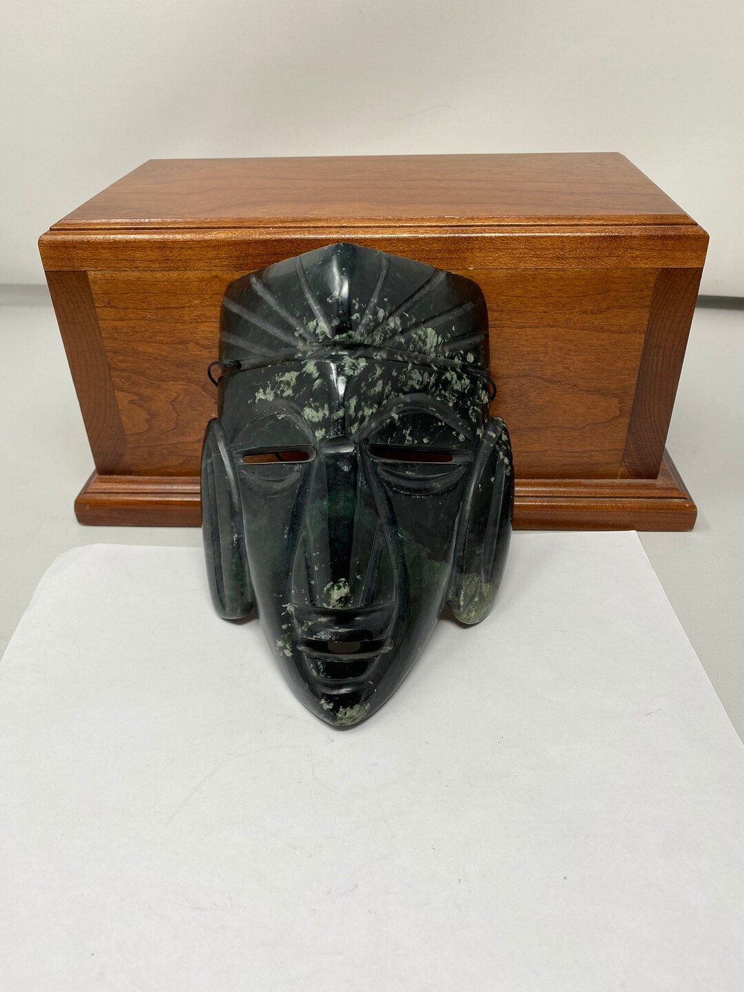 Vintage Aztec or Mayan Hand Carved Green Stone Wall Face Sculpture. - Etsy