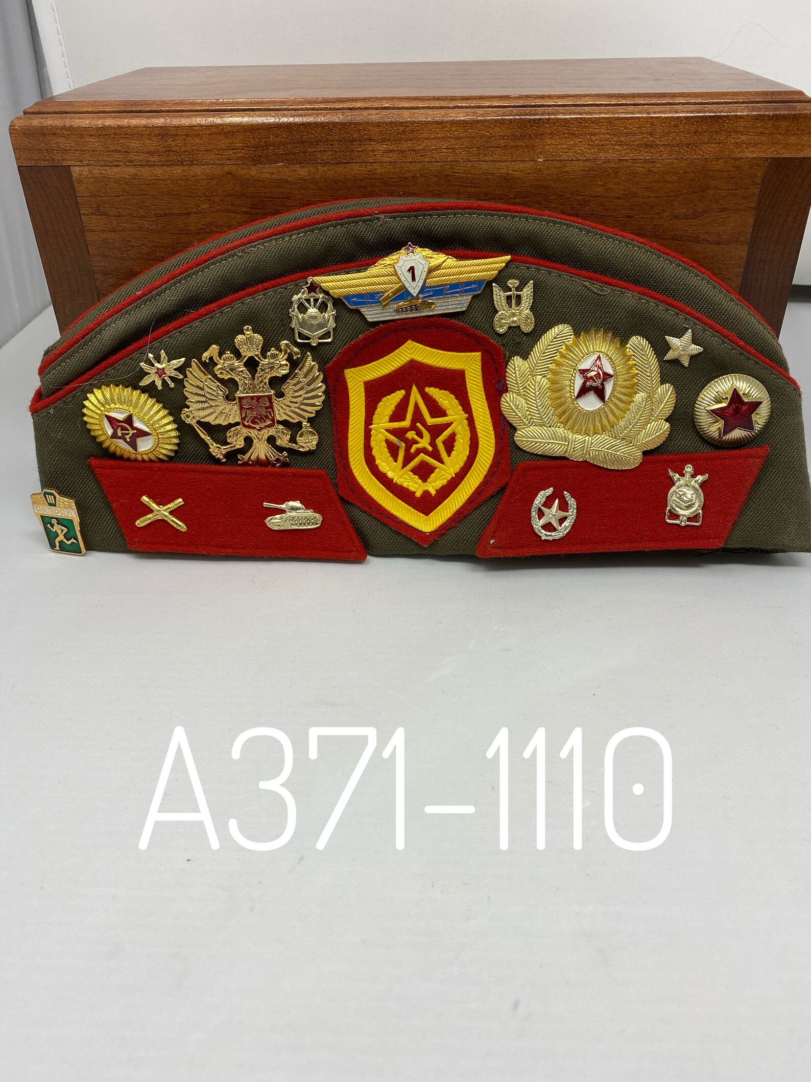 Russian Soviet cap pilotka with 14 Metal Badges and 4 | Etsy