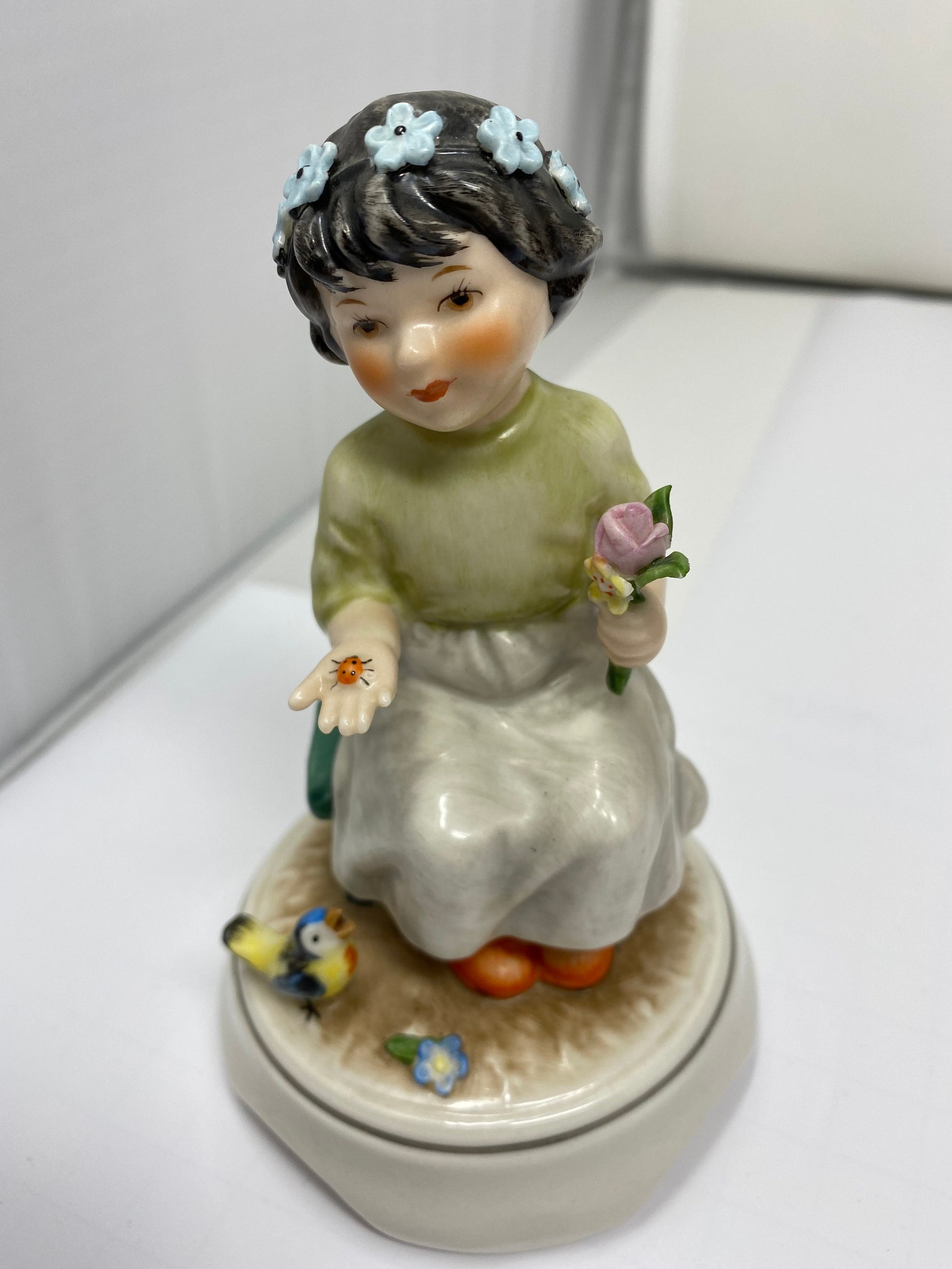 Vintage 1966 Goebel W Germany LORE 219 Girl W/bird & Bug and Flowers ...