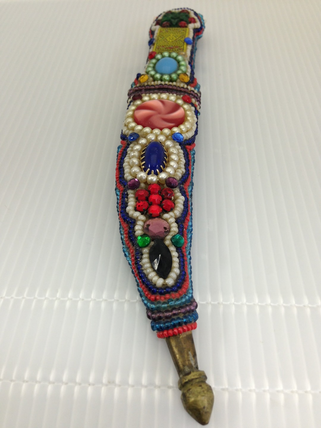 Antique Vintage Knife or Dagger With Assorted Beaded and Stones Handle ...