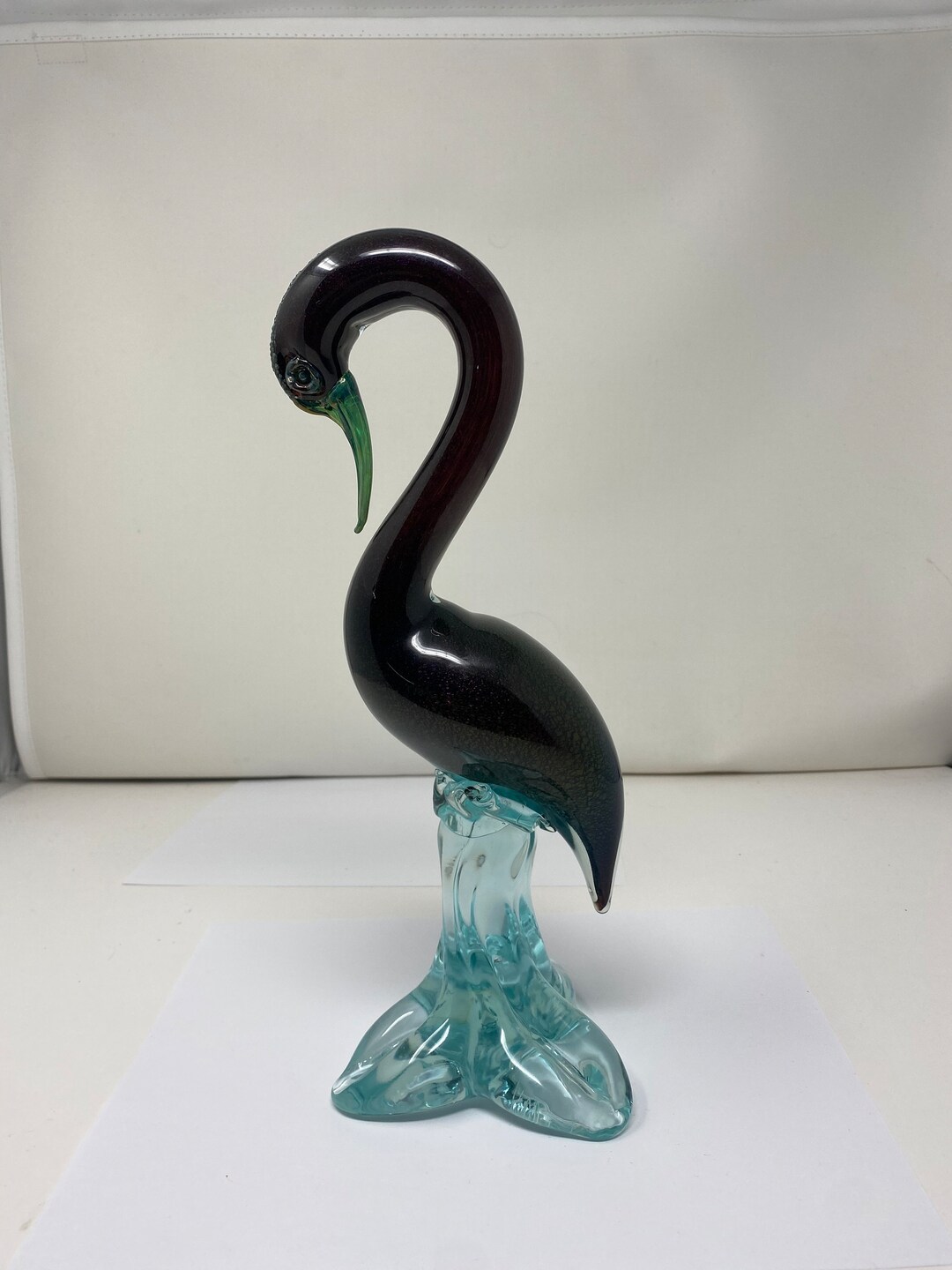 Artist Sign Hand Blown Art Black Glass Bird Sculpture. - Etsy