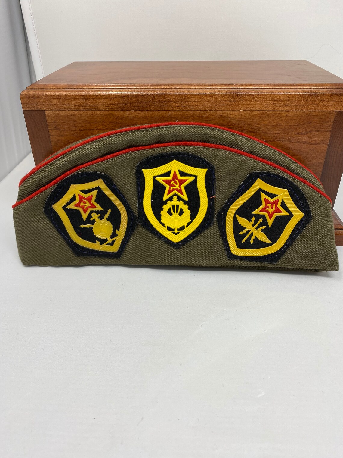 Russian Soviet cap pilotka with 14 Metal Badges and 4 | Etsy