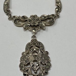 Antique Vintage Sterling Silver (stamped 935) Marcasite Necklace. - Etsy