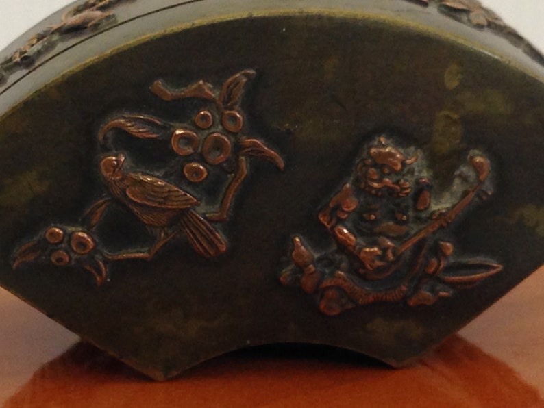 Rare Antique Metal Miniature Box With Raised Designs Animals | Etsy