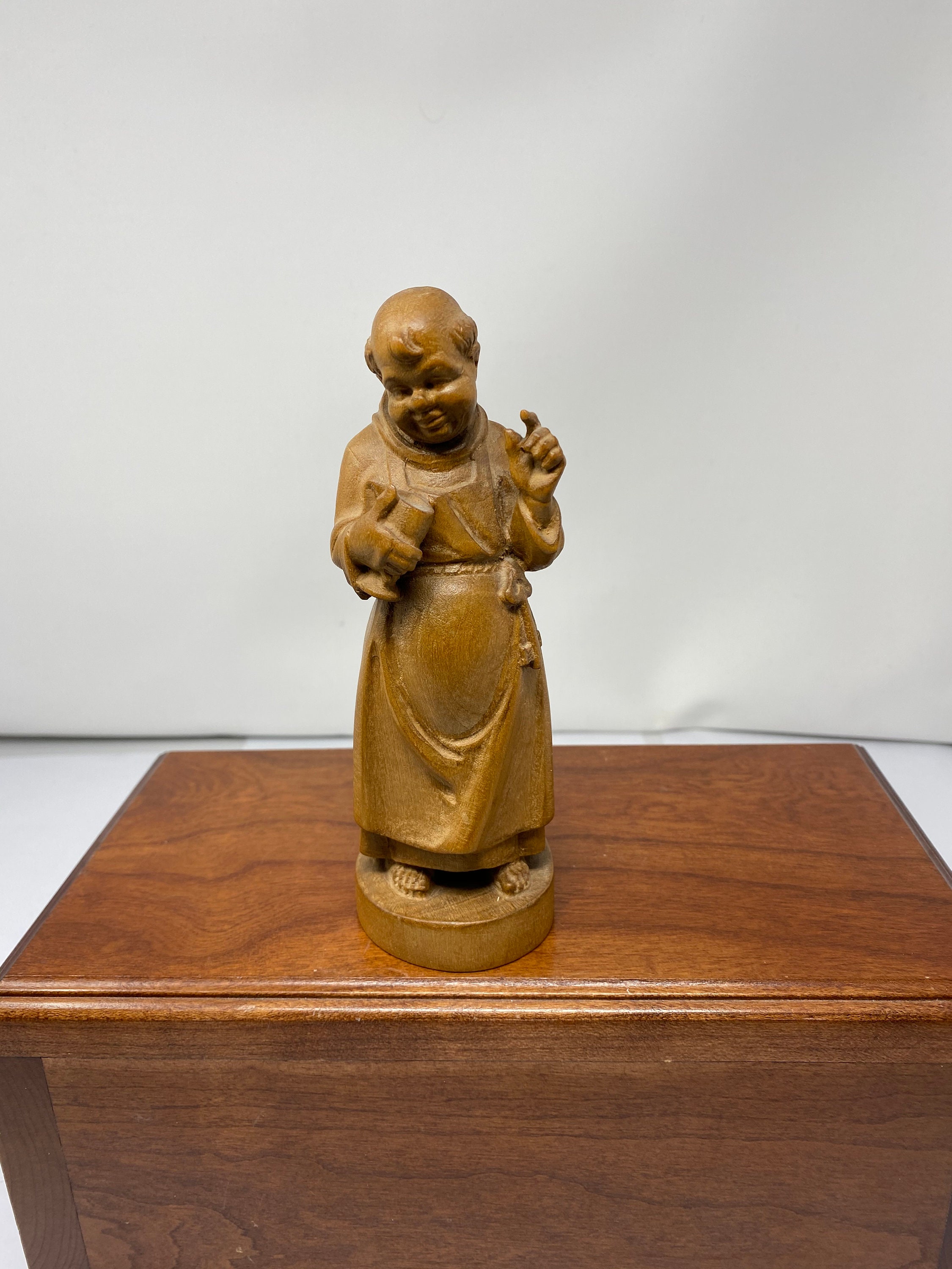 Figurines Vintage Wood Monk Figurine Art & Collectibles etna.com.pe