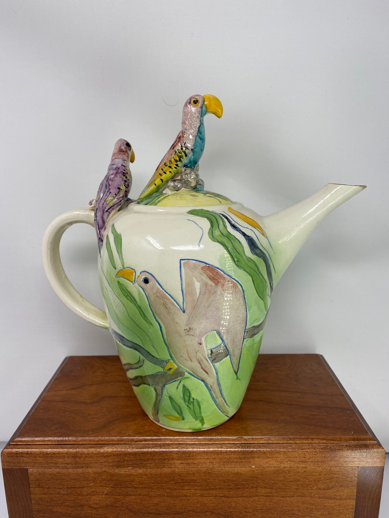 Artist Signed Pottery Parrot Teapot. - Etsy