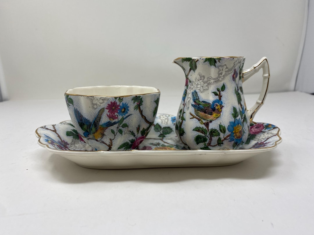 Vintage Lorna Doone Chintz Bone China Creamer, Sugar and Tray Royal ...