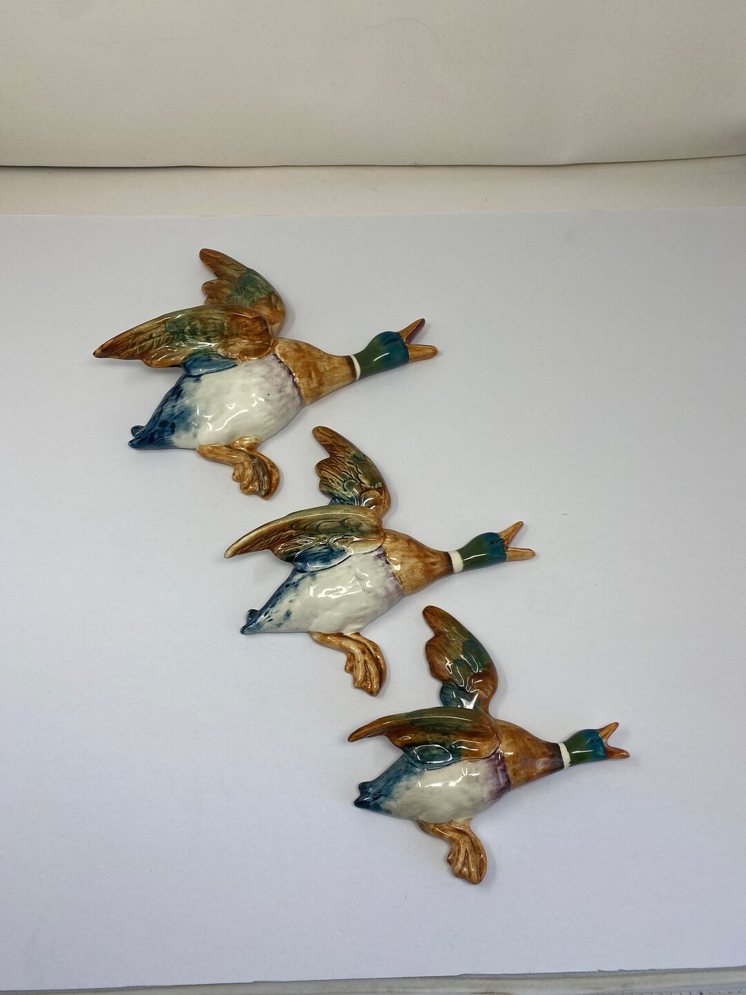 3 Beswick Flying Mallard Ducks Wall Pockets 5962, 5963, 5964 Made in ...