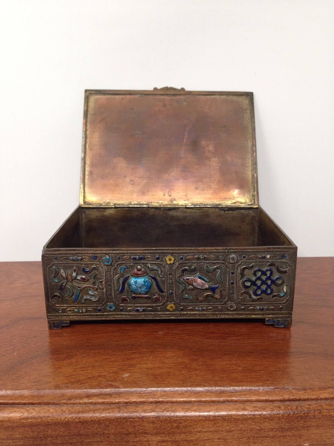 Antique Chinese Bronze and Cloisonne Enamel Box. Stamped CHINA | Etsy