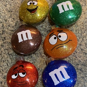 M&M Christmas Ornaments Personalized Glitter Ornaments Christmas Gift ...