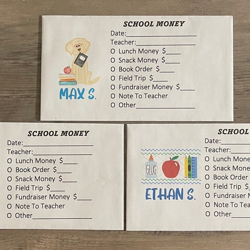 School Money Envelopes - Etsy