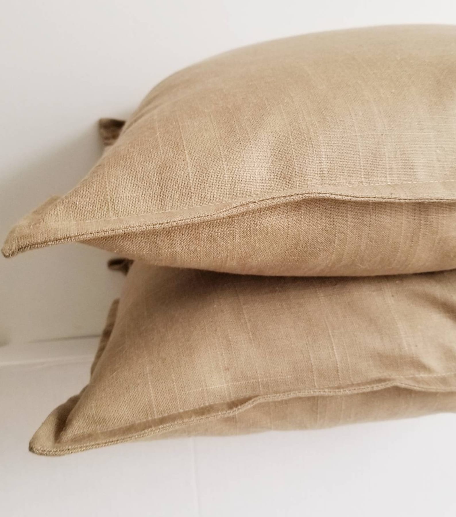 Wheat Linen Pillow Cover With 1/2 Inch Self Flange Detail - Etsy