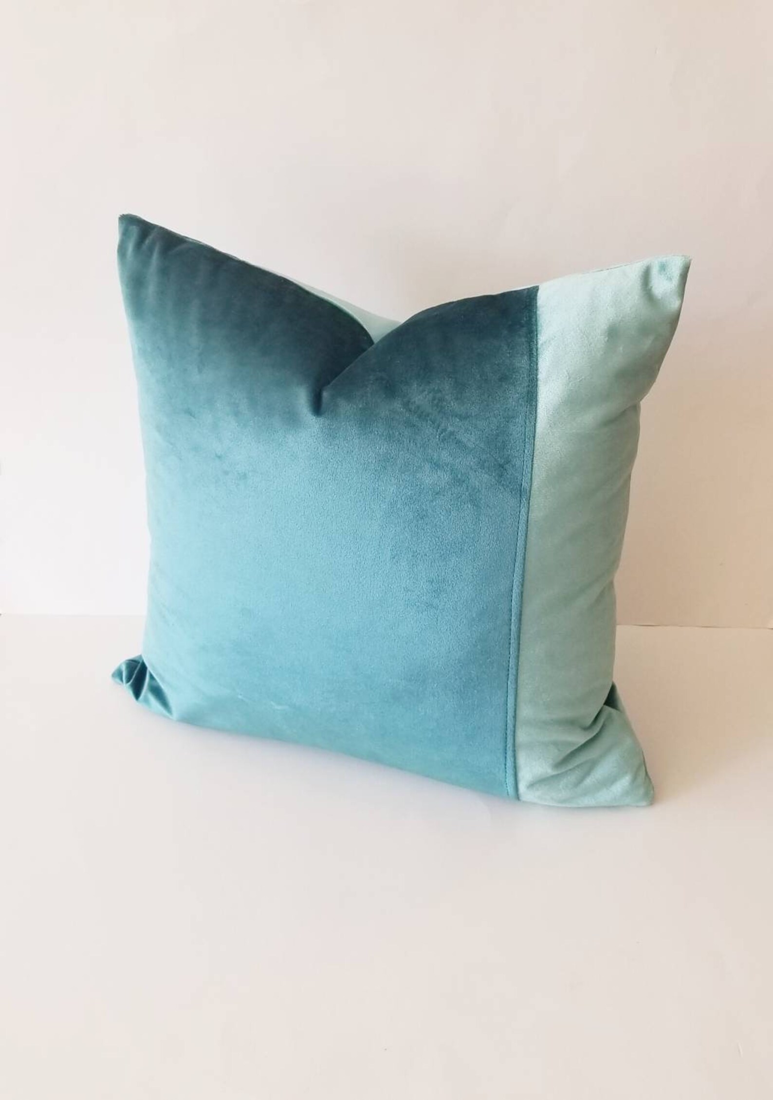 Turquoise Color Block Velvet Pillow Cover - Etsy