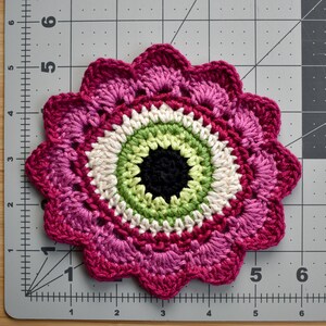 Flower Eye Patch | Handmade Eye Applique | Large Crochet Eye Motif ...