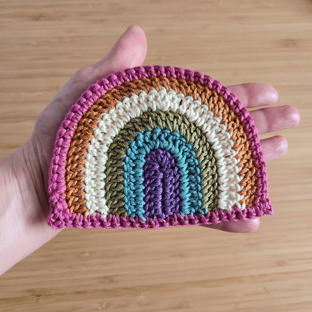 Retro Rainbow Applique | Handmade Crochet Rainbow Patch | Large Crochet Rainbow Motif | Art ...