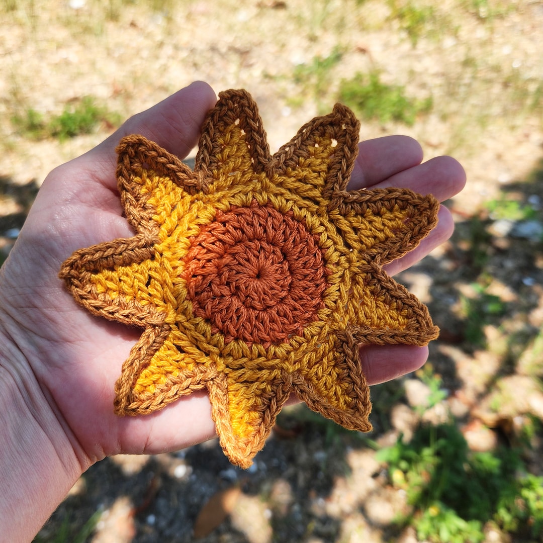 Sunshine Applique | Handmade Sun Patch | Large Crochet Sun Motif | Art ...