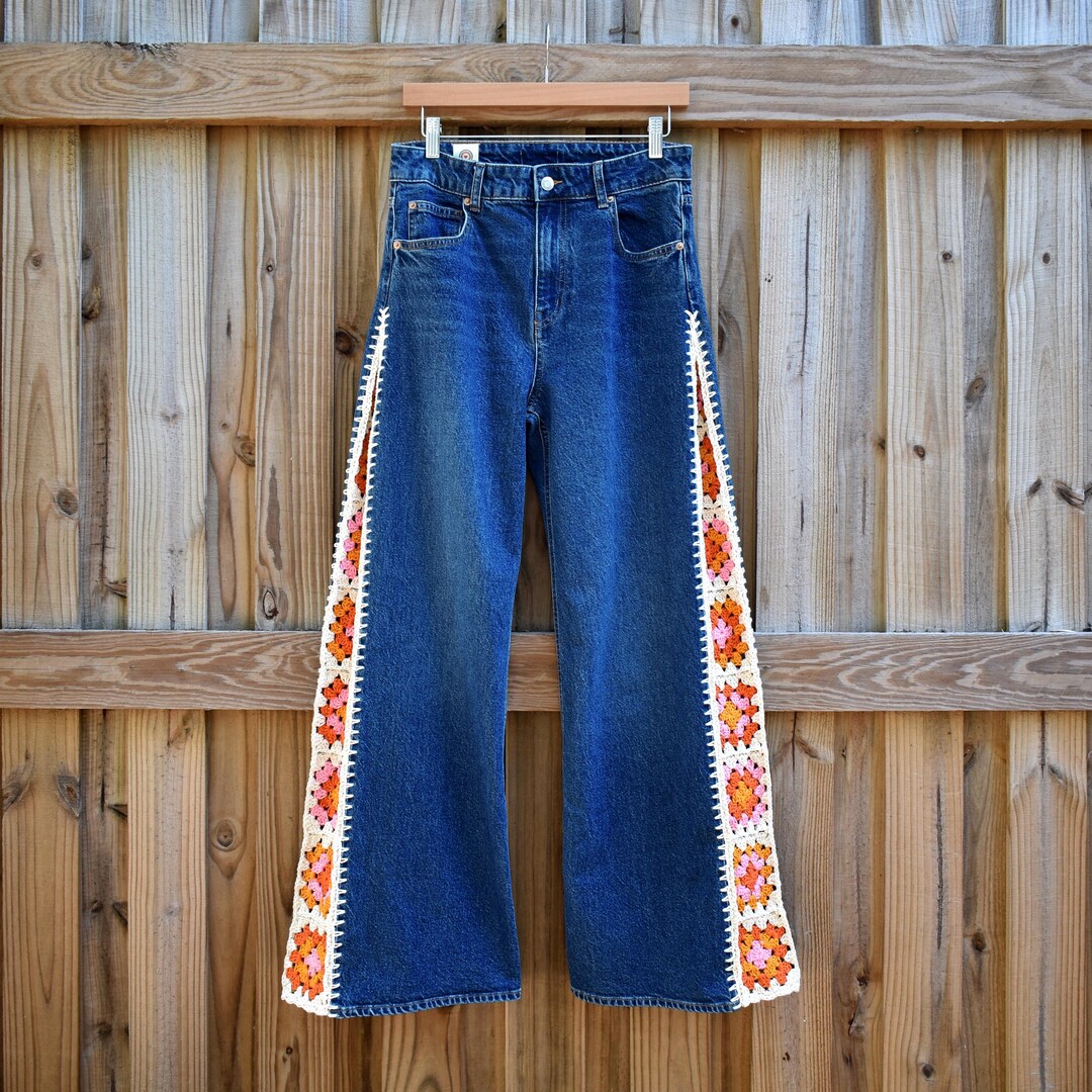 Granny Square Jeans Women's Size 6/28 High Rise Reconstructed Denim ...