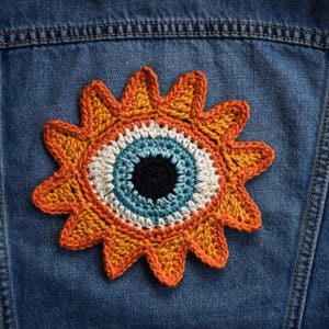 Sunshine Eye Patch | Handmade Eye Applique | Large Crochet Eye Motif ...