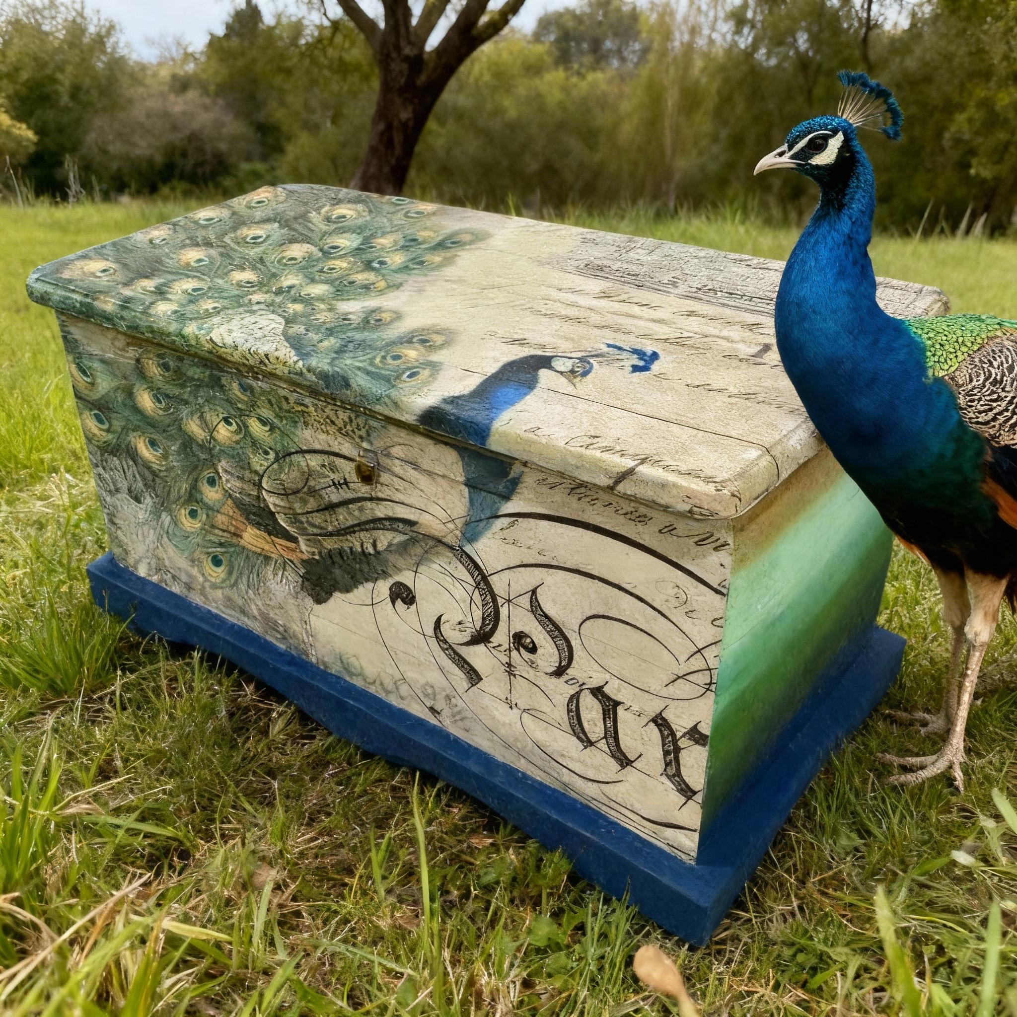 Upcycled Peacock Decoupage Wood Chest: Ombre Painted Storage - Etsy