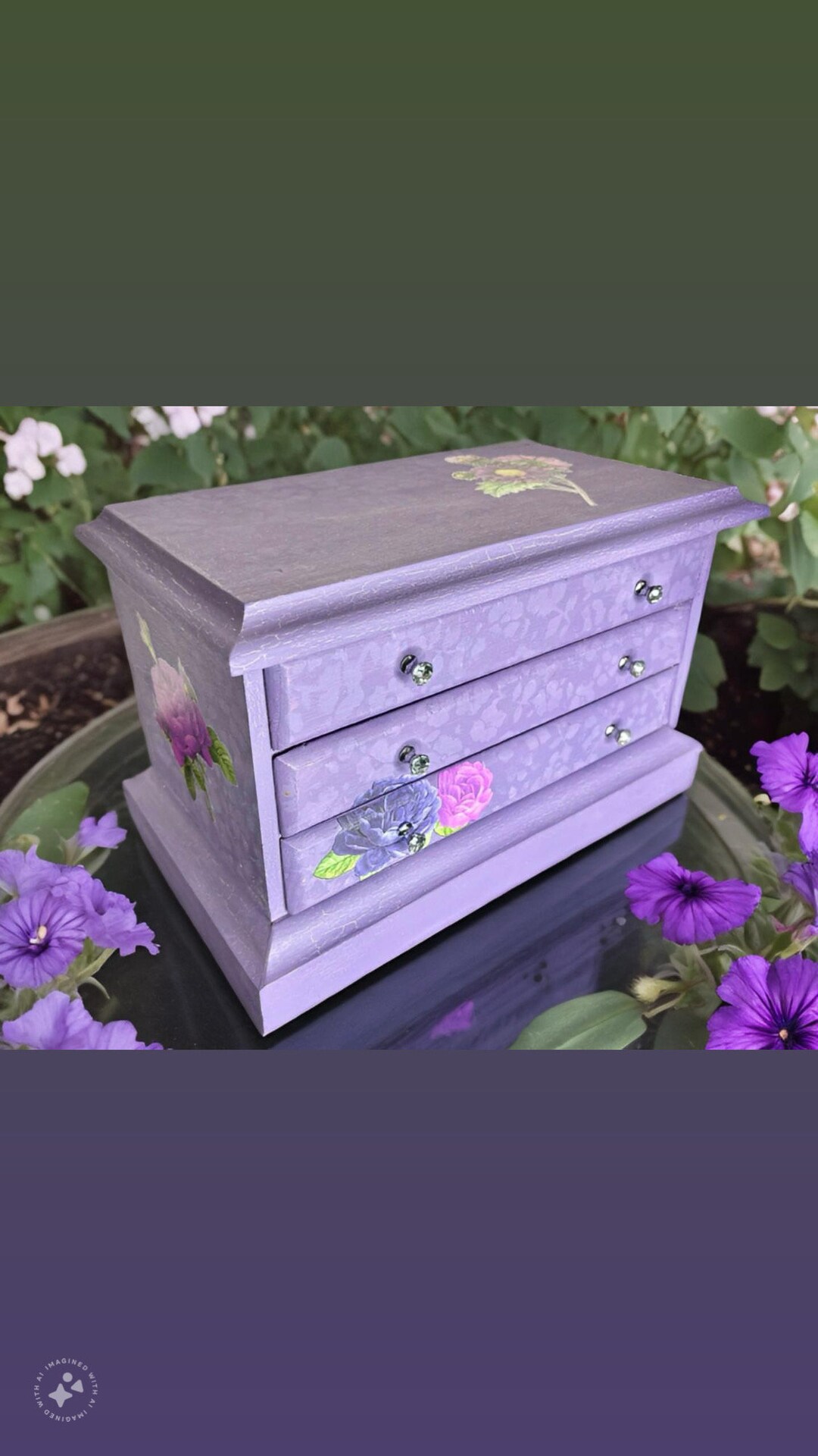 Violet Painted Vintage Jewelry Box, Aged Jewelry Box, Purple Jewelry ...