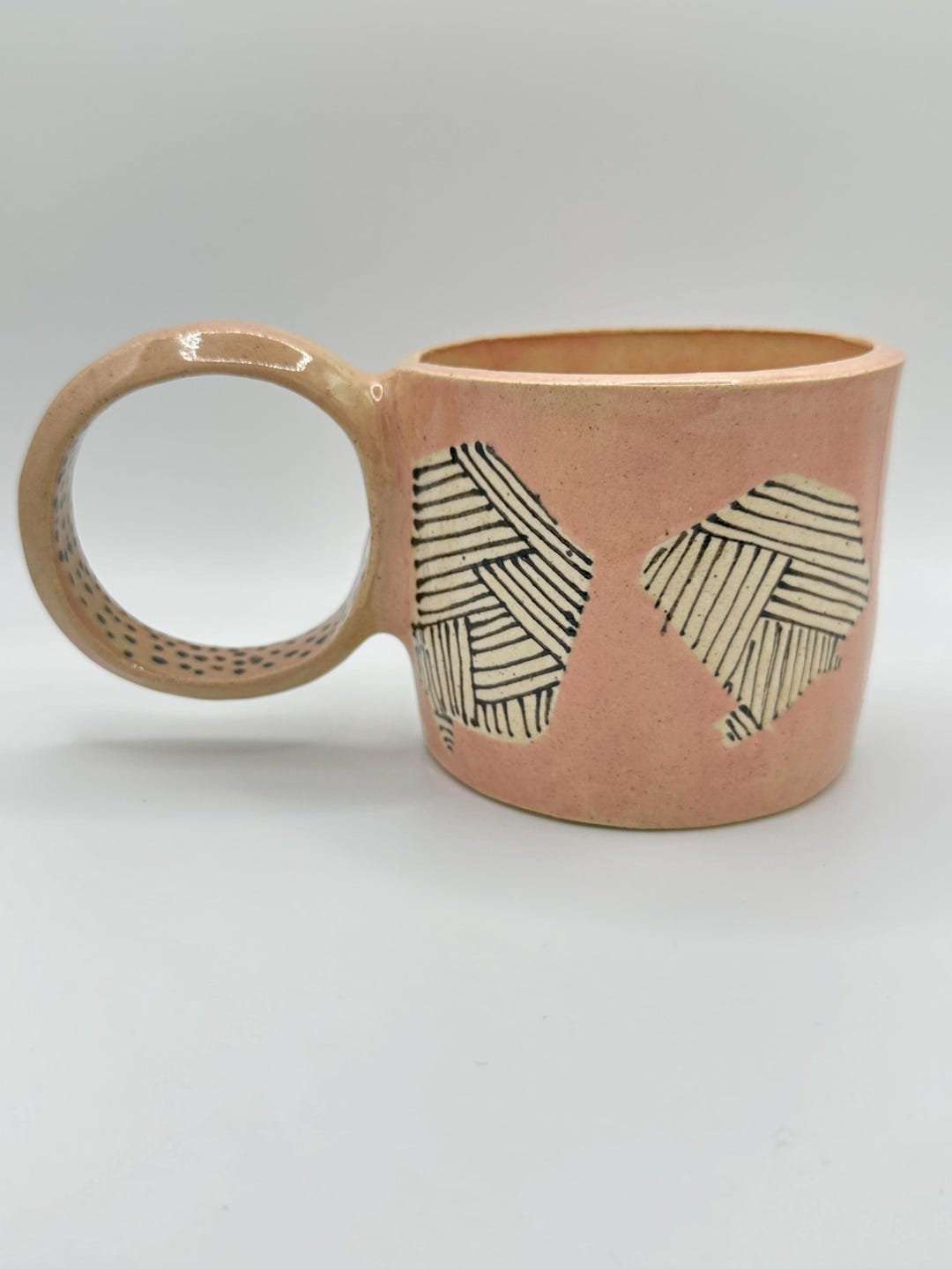 Modern Pink Ceramic Mug With Shapes / One of a Kind / Only One Exists ...