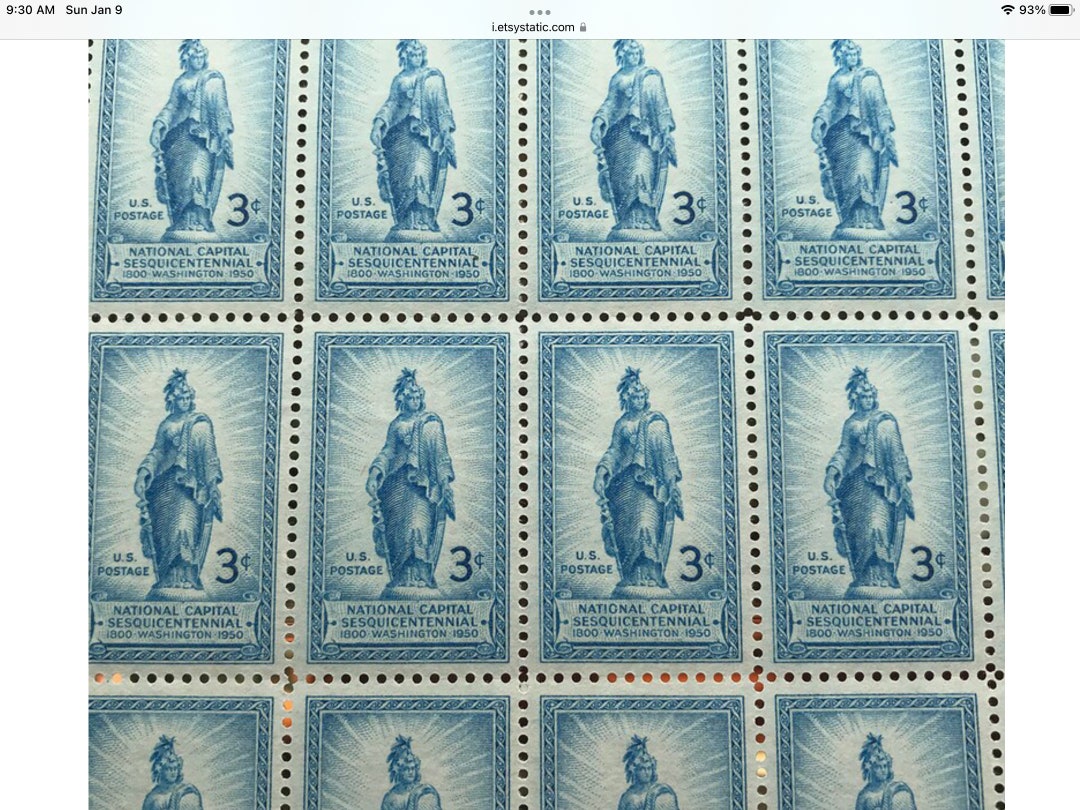 50 Unused Blue Stamps. Vintage FREEDOM Stamp Collections Solid Blue ...