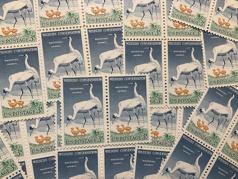 50 Vintage Wildlife Crane Stamps - 1957 Unused Ecology Stamps - Etsy